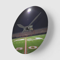 Illuminated Football Field Round Clock | Zazzle