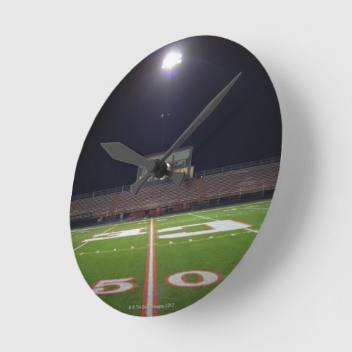 Illuminated Football Field Round Clock | Zazzle