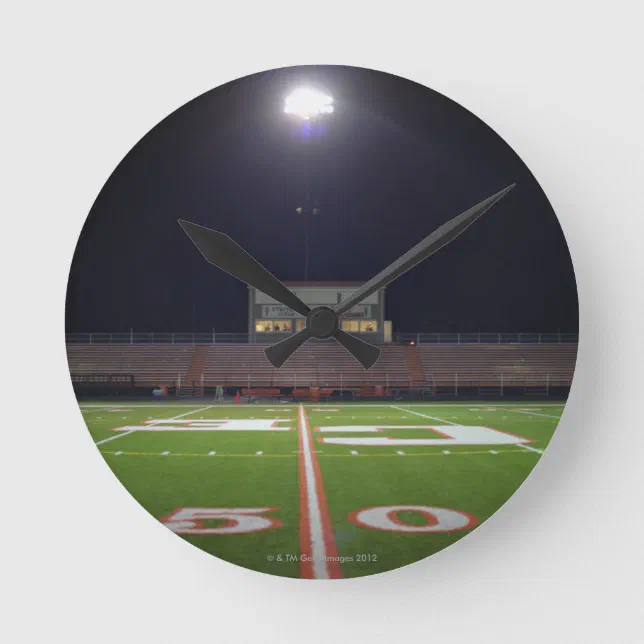 Illuminated Football Field Round Clock | Zazzle