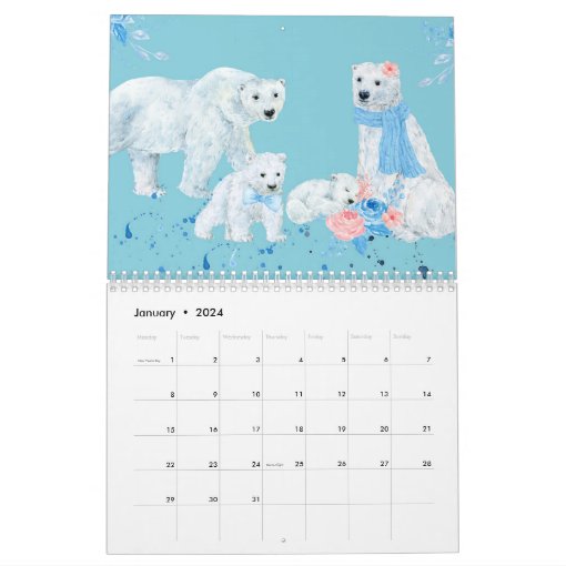 Illustrated Animal Family Calendar | Zazzle
