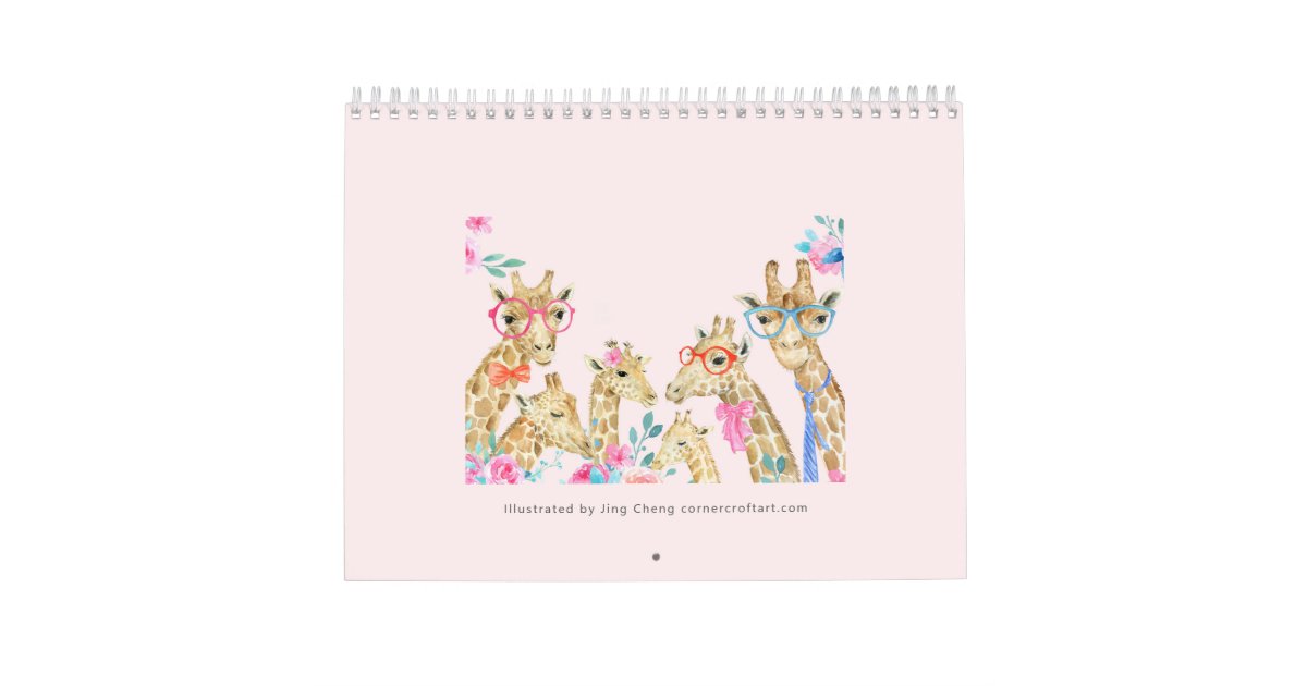 Illustrated Animal Family Calendar | Zazzle