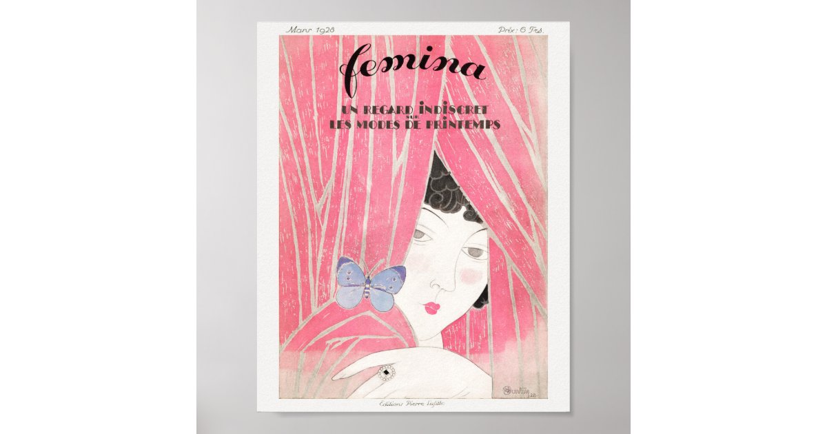 Illustrated art Deco Vintage French Magazine Cover Poster | Zazzle
