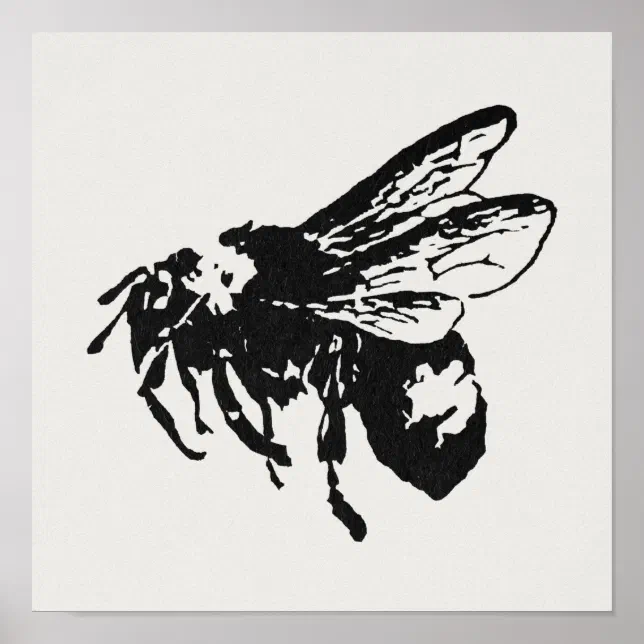 Illustrated Bee Art Poster | Zazzle