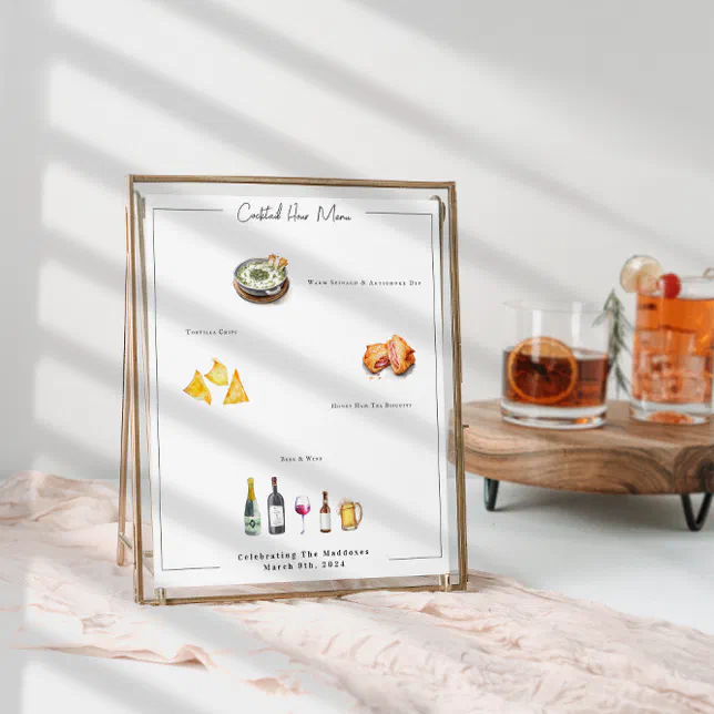 Illustrated Bespoke | Wedding Menu Poster | Zazzle