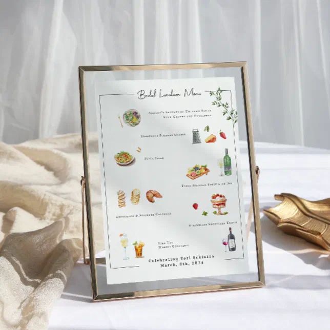 Illustrated Bespoke | Wedding Menu Poster | Zazzle