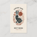 Illustrated Black Rabbit Floral Folk Art Business Card | Zazzle