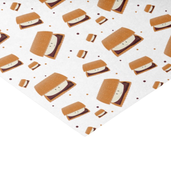 Illustrated Brown White Smiling Smore Pattern Tissue Paper | Zazzle.com