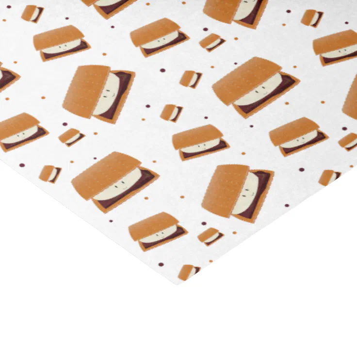 Illustrated Brown White Smiling Smore Pattern Tissue Paper | Zazzle