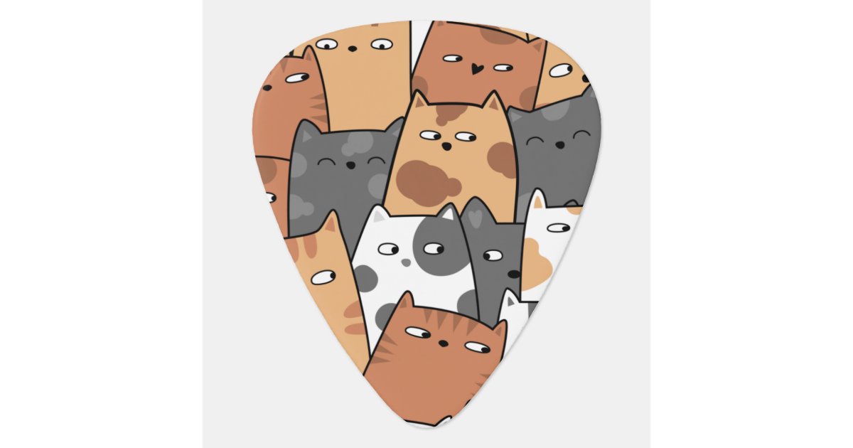 illustrated cats design guitar pick | Zazzle
