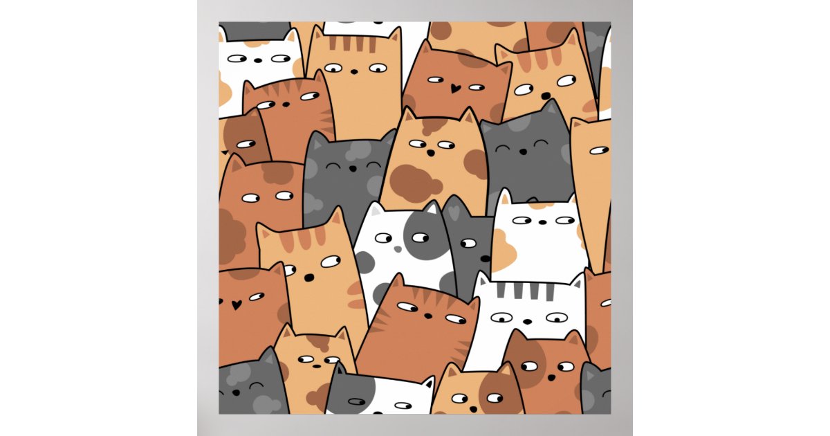 illustrated cats design poster | Zazzle