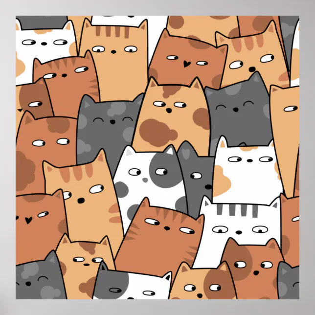 illustrated cats design poster | Zazzle
