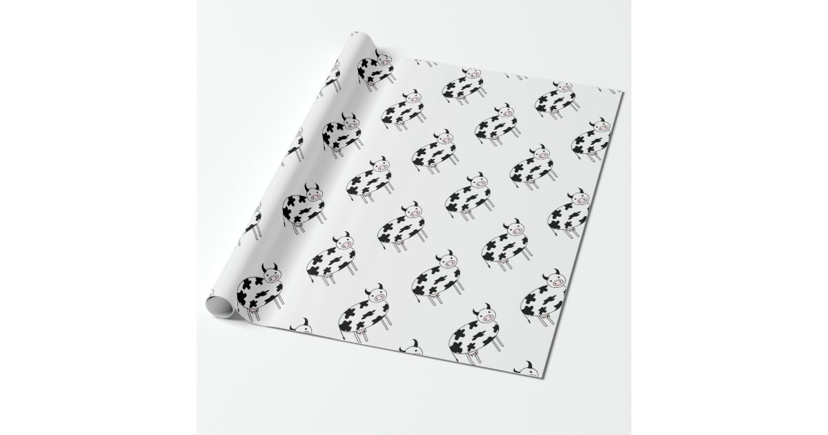 Illustrated Cow Wrapping Paper | Zazzle