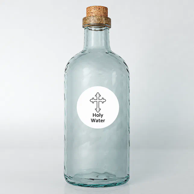 Illustrated Cross Christianity 30 pcs Holy Water Labels | Zazzle