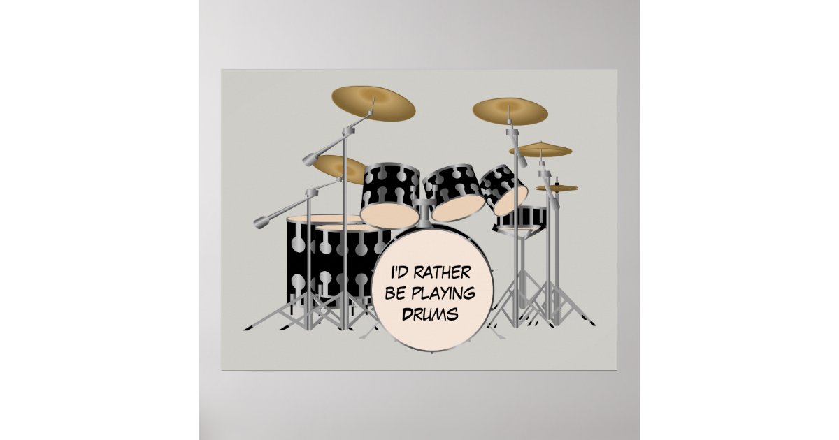Illustrated Drum Set Poster | Zazzle