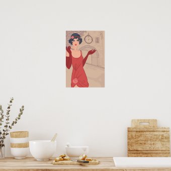 Illustrated Flapper Girl Poster | Zazzle