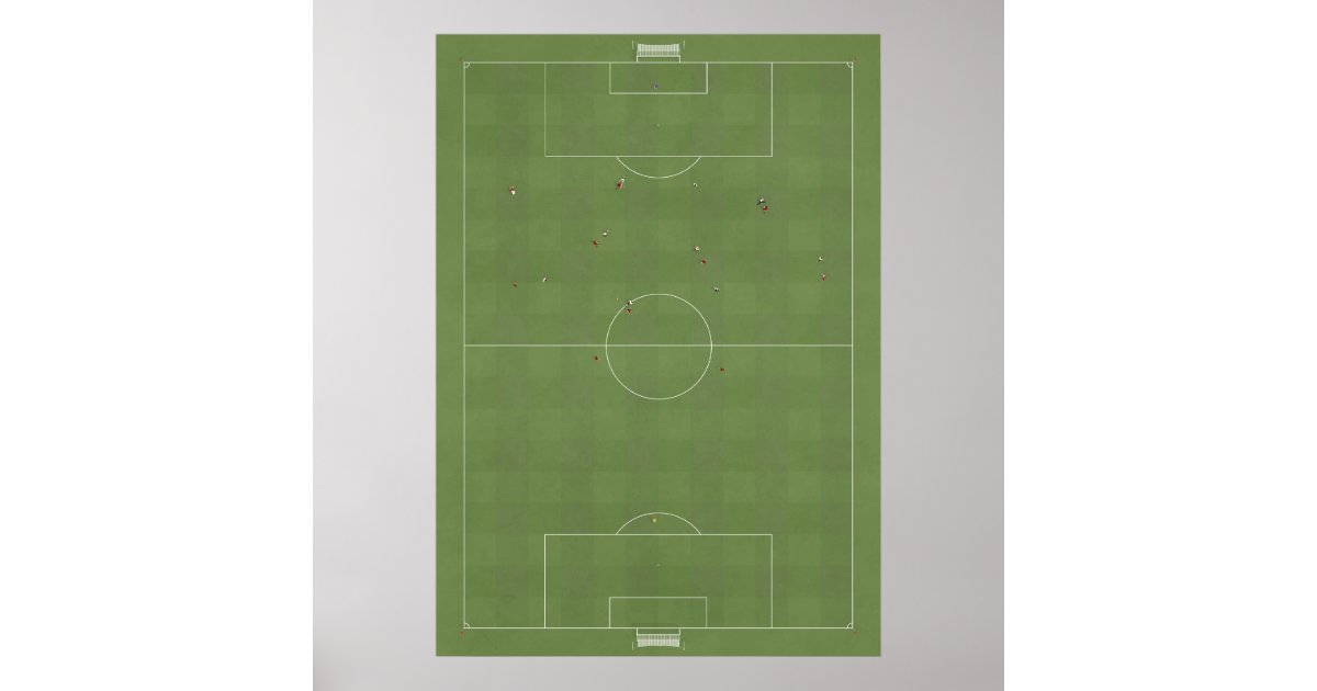 Illustrated Football Pitch from above Poster | Zazzle