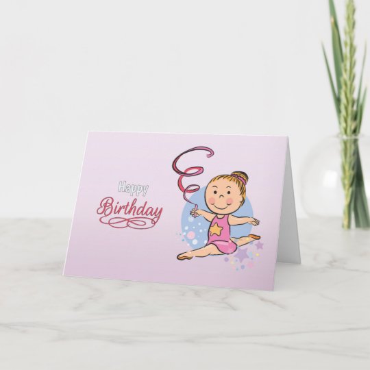 Illustrated Girl Rhythmic Gymnast Birthday Card | Zazzle.com