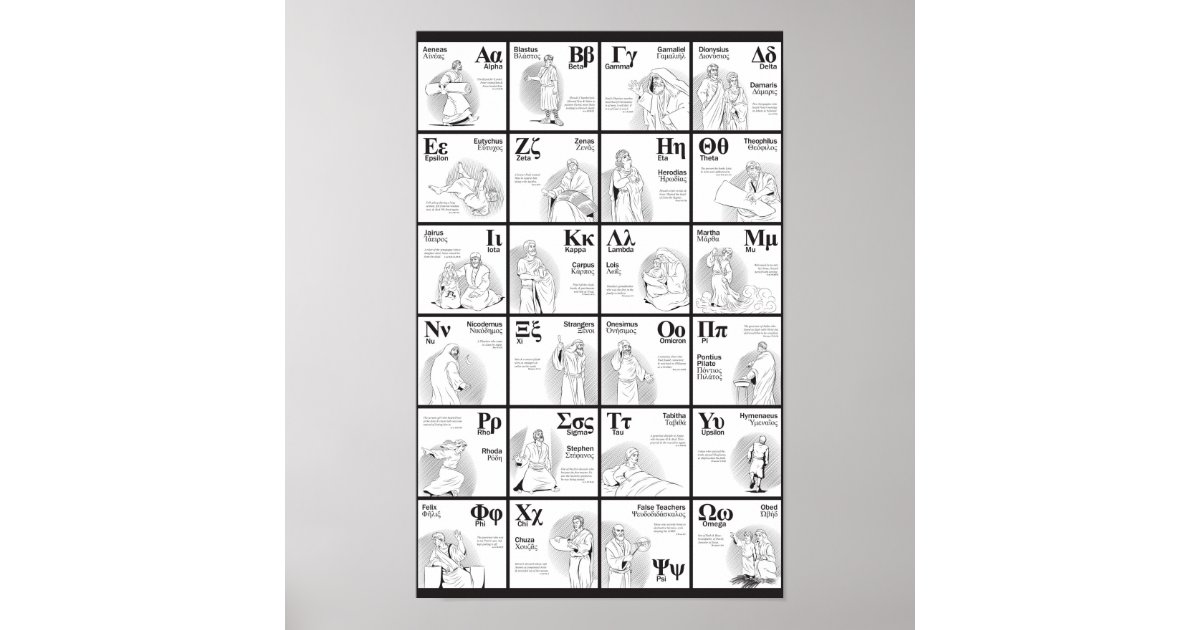 Illustrated Greek Alphabet Poster | Zazzle