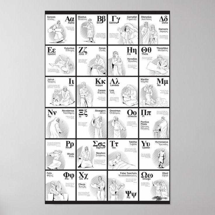 Illustrated Greek Alphabet Poster | Zazzle