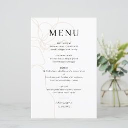 Illustrated Hand drawn flower wedding menu card | Zazzle