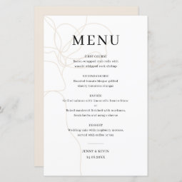 Illustrated Hand drawn flower wedding menu card | Zazzle