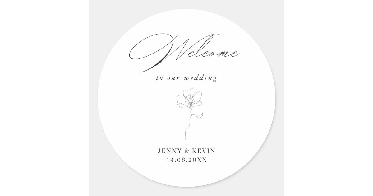 Illustrated Hand drawn flower welcome Classic Round Sticker | Zazzle