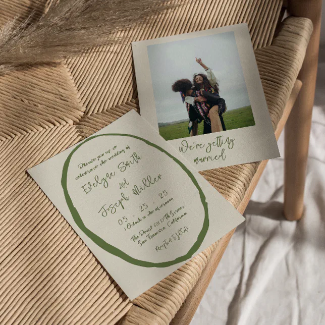 Illustrated Hand Drawn Written Photo Wedding Invitation | Zazzle