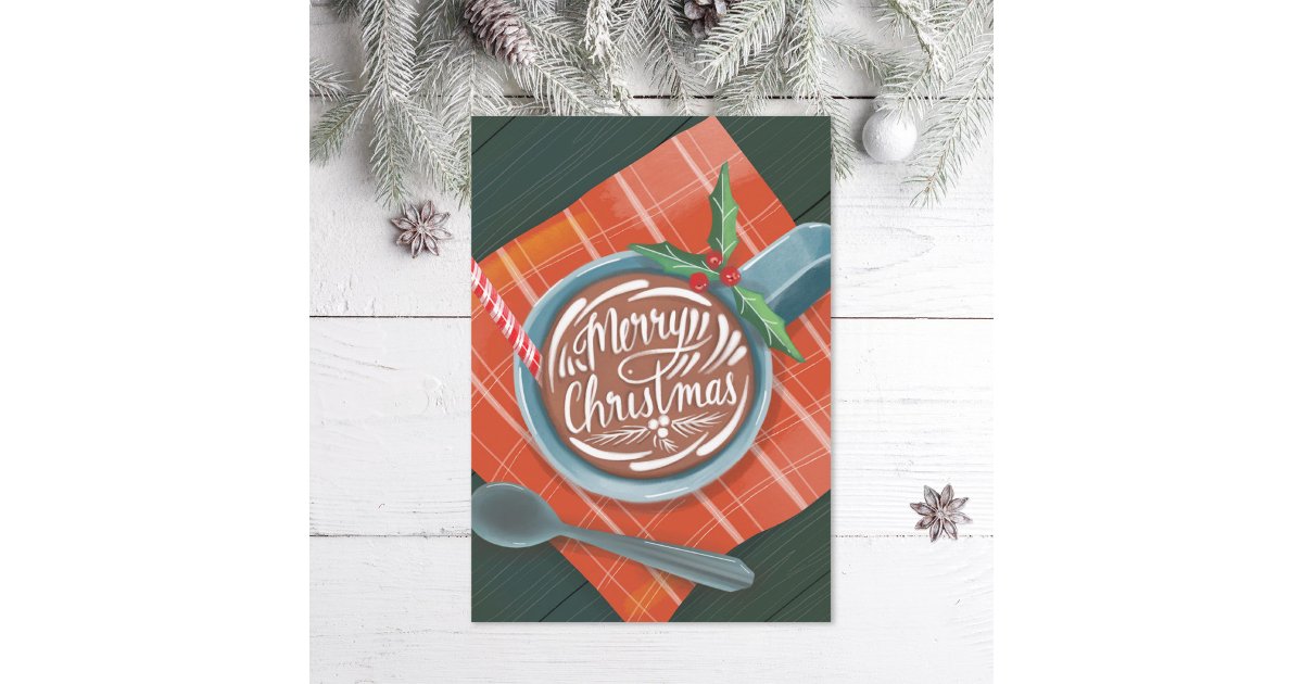 Illustrated Hot Cocoa Merry Christmas Holiday Card | Zazzle