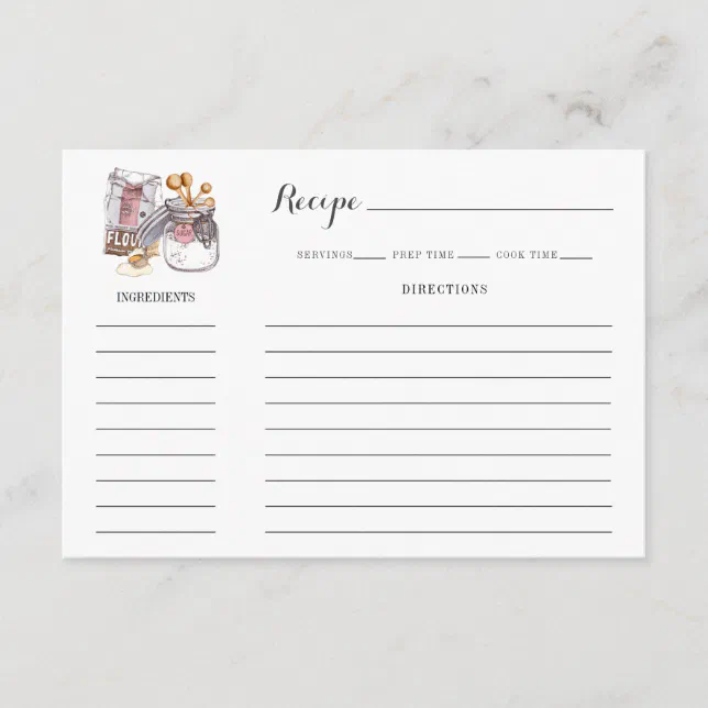 Illustrated Kitchen Recipe Card Template | Zazzle