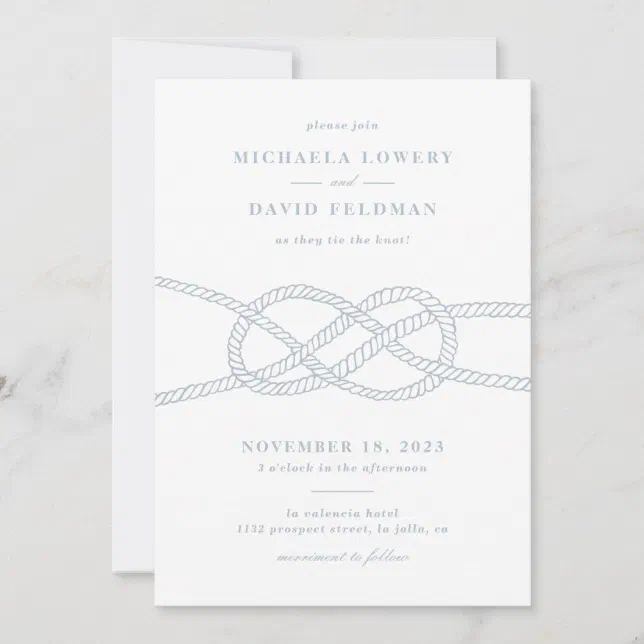Illustrated Knot Wedding Invitation - Blue | Zazzle