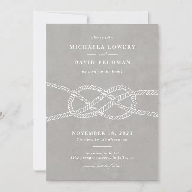 Illustrated Knot Wedding Invitation - Gray | Zazzle