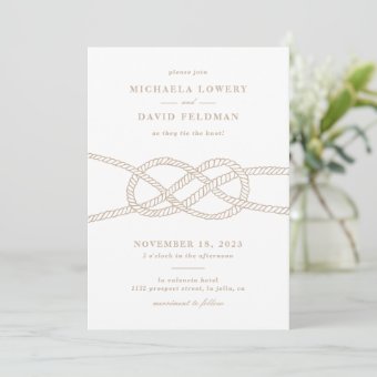 Illustrated Knot Wedding Invitation - Tan | Zazzle