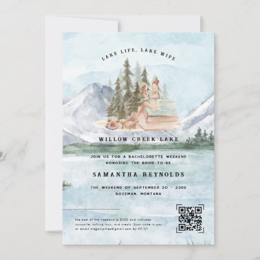 Illustrated Lake Camping | Bachelorette Weekend Invitation | Zazzle