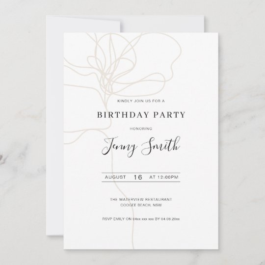 Illustrated line art birthday party invitation | Zazzle.com