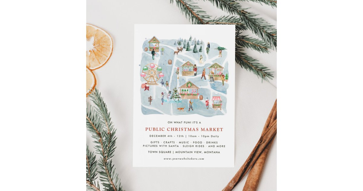 Illustrated Map | Christmas Market Announcement | Zazzle
