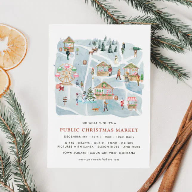 Illustrated Map | Christmas Market Announcement | Zazzle