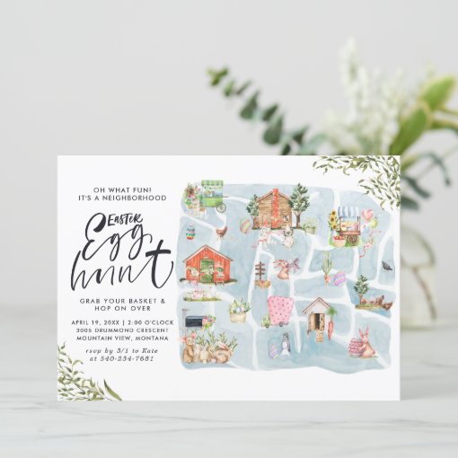Illustrated Map | Neighborhood Easter Egg Hunt Invitation | Zazzle
