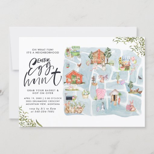 Illustrated Map | Neighborhood Easter Egg Hunt Invitation | Zazzle