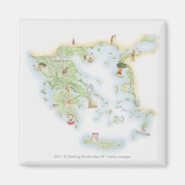 Illustrated map of Ancient Greece Magnet | Zazzle