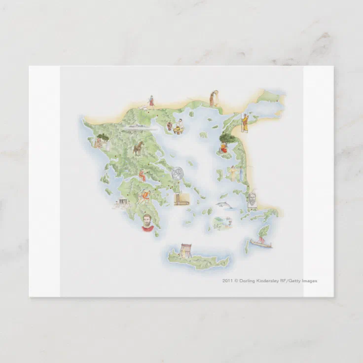 Illustrated map of Ancient Greece Postcard | Zazzle