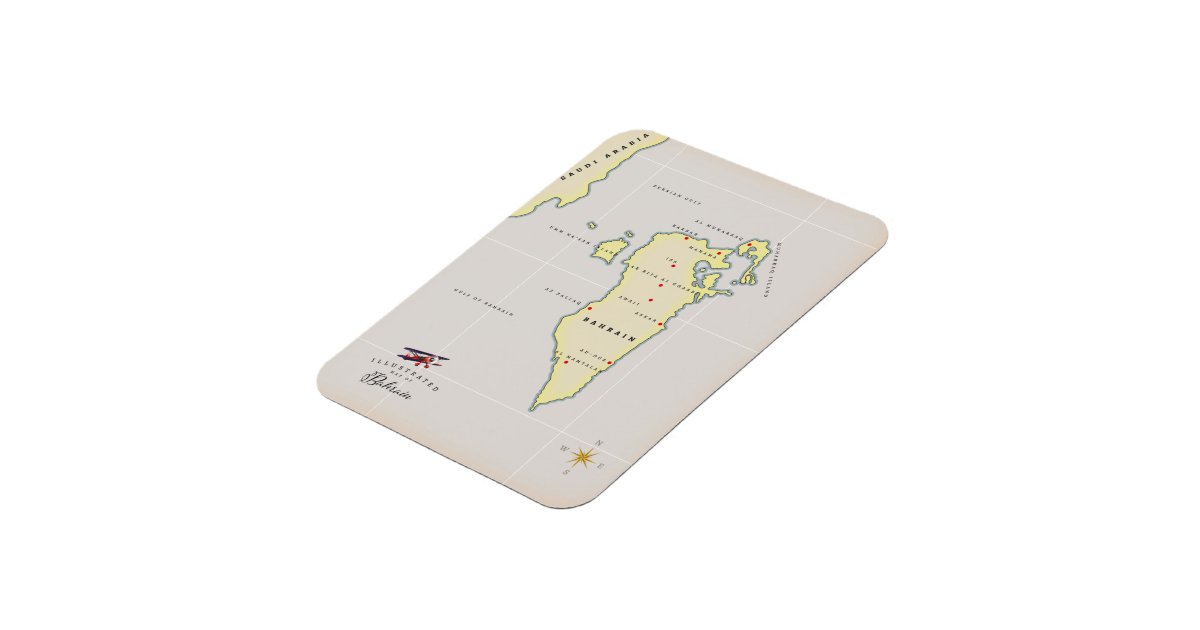 Illustrated Map of Bahrain Magnet | Zazzle