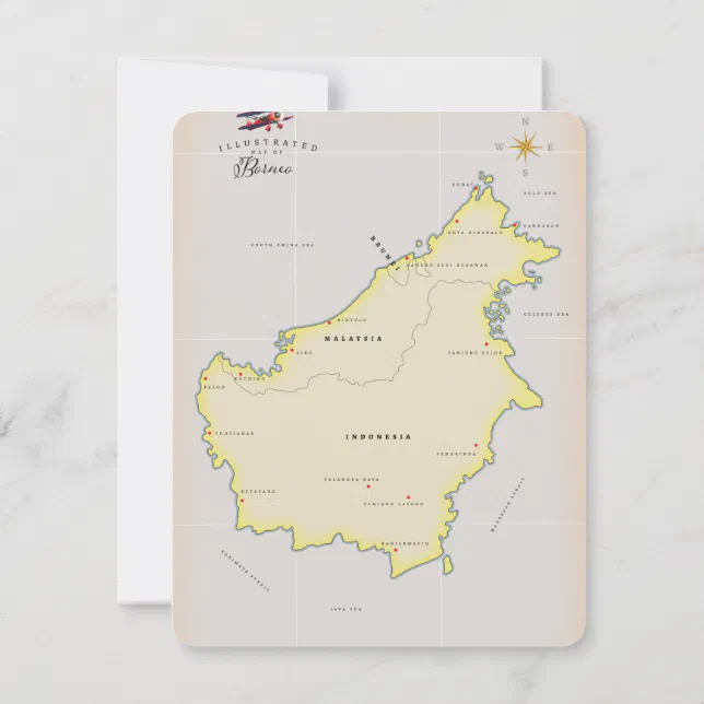 Illustrated map of Borneo | Zazzle