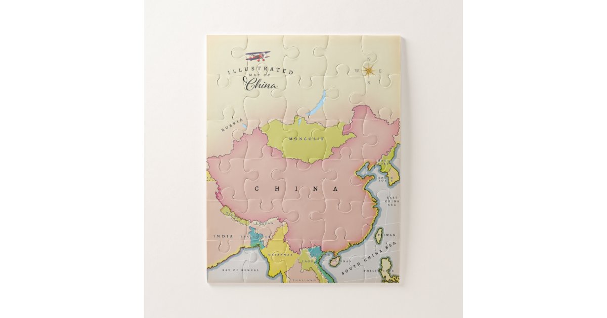Illustrated map of china jigsaw puzzle | Zazzle