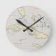 Illustrated map of Cuba Round Clock | Zazzle