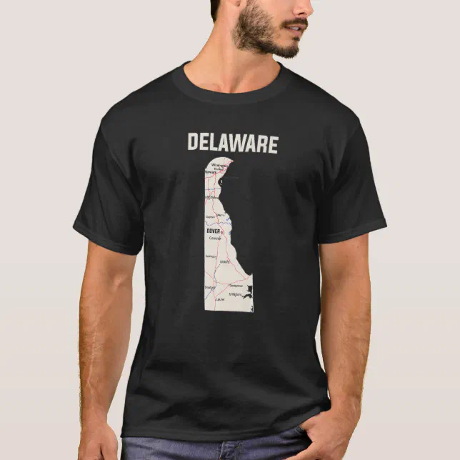 Illustrated Map Of Delaware Major Cities Roads Riv T-Shirt | Zazzle