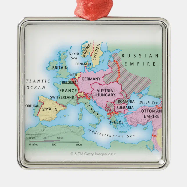 Illustrated Map of Europe Metal Ornament | Zazzle