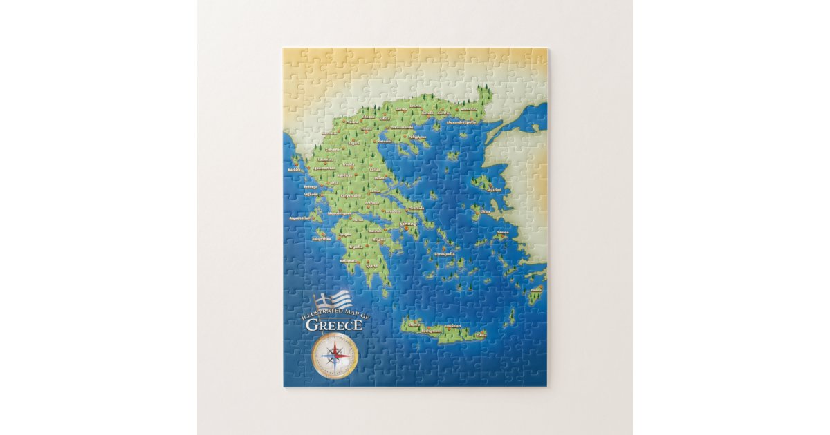 Illustrated Map Of Greece Jigsaw Puzzle | Zazzle