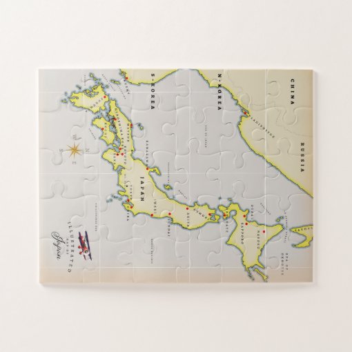 Illustrated map of Japan Jigsaw Puzzle | Zazzle