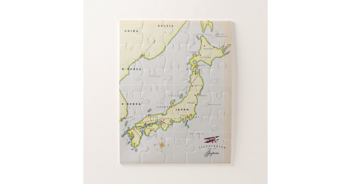 Illustrated map of Japan Jigsaw Puzzle | Zazzle