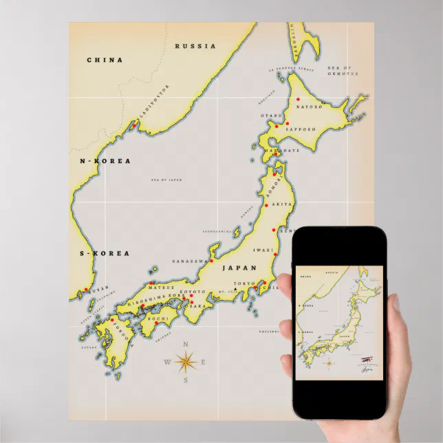 Illustrated map of Japan Poster | Zazzle